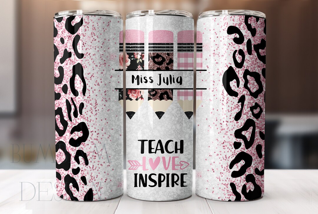 20 Oz Skinny Tumbler Teacher Pencil Sublimation Design PNG Instant ...