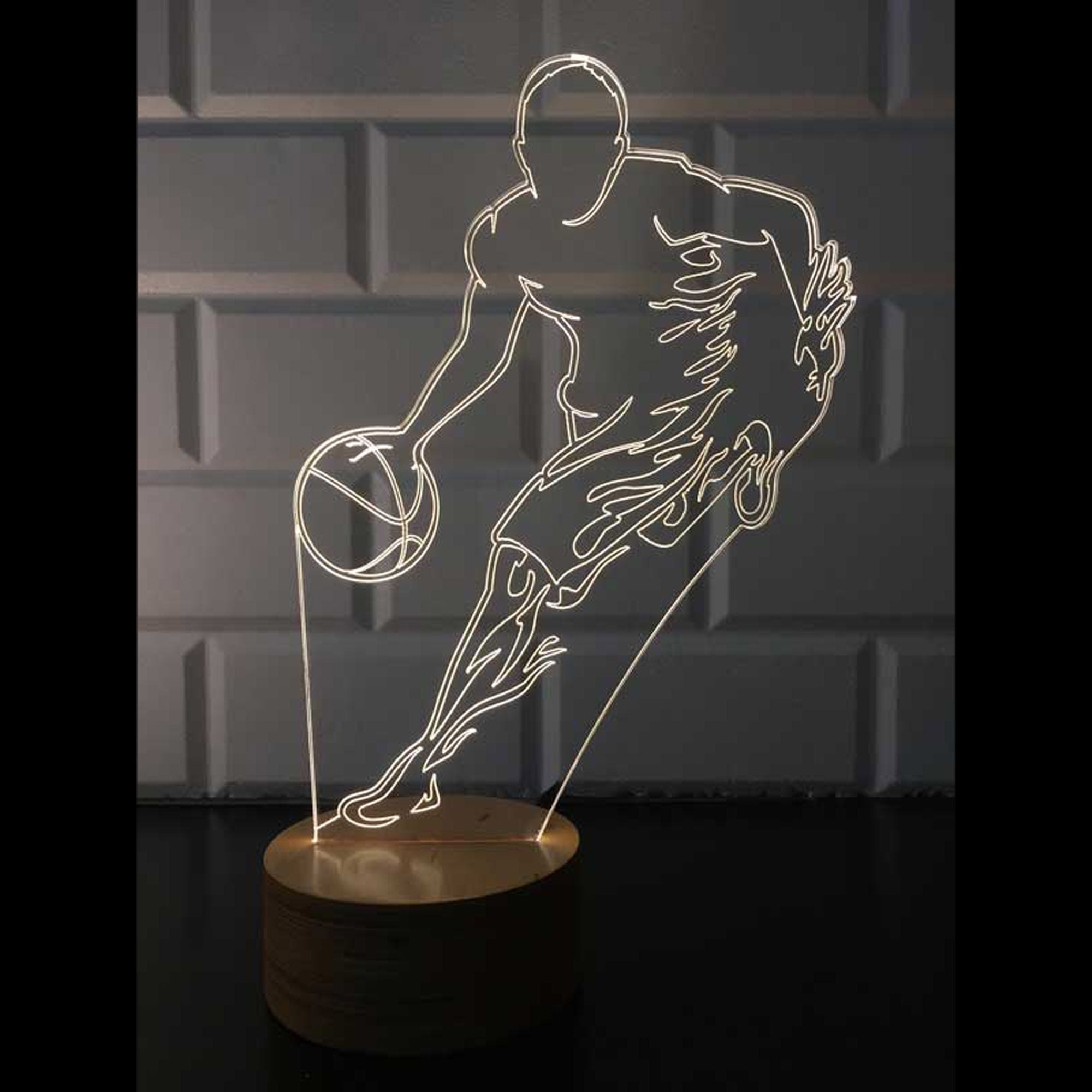3d Basketball Player Night Light,led Slam Dunk Bedside Illusion Lamp-24 ...