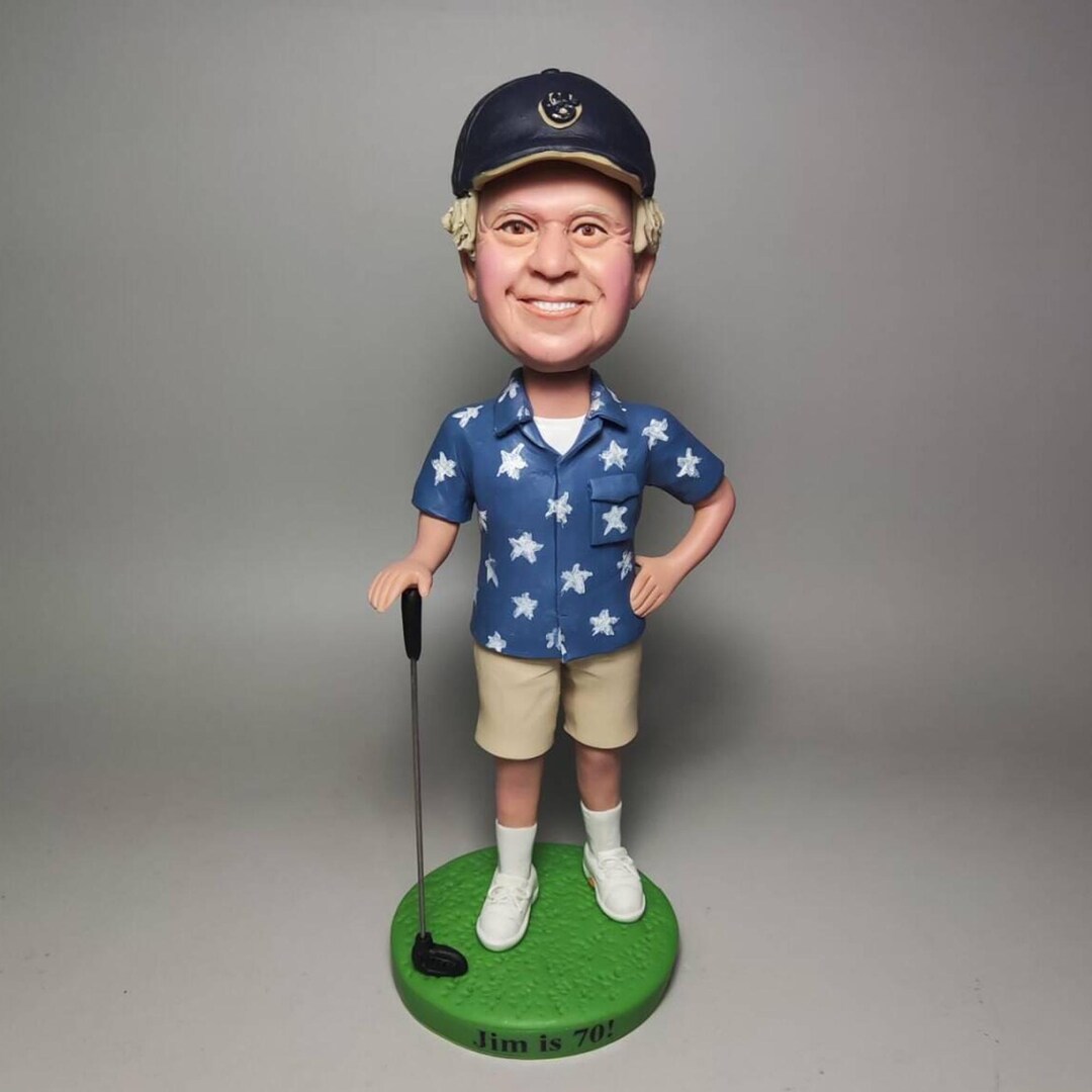 Custom Golf Bobblehead Gift: Personalized Polymer Clay Golfer Figurine ...