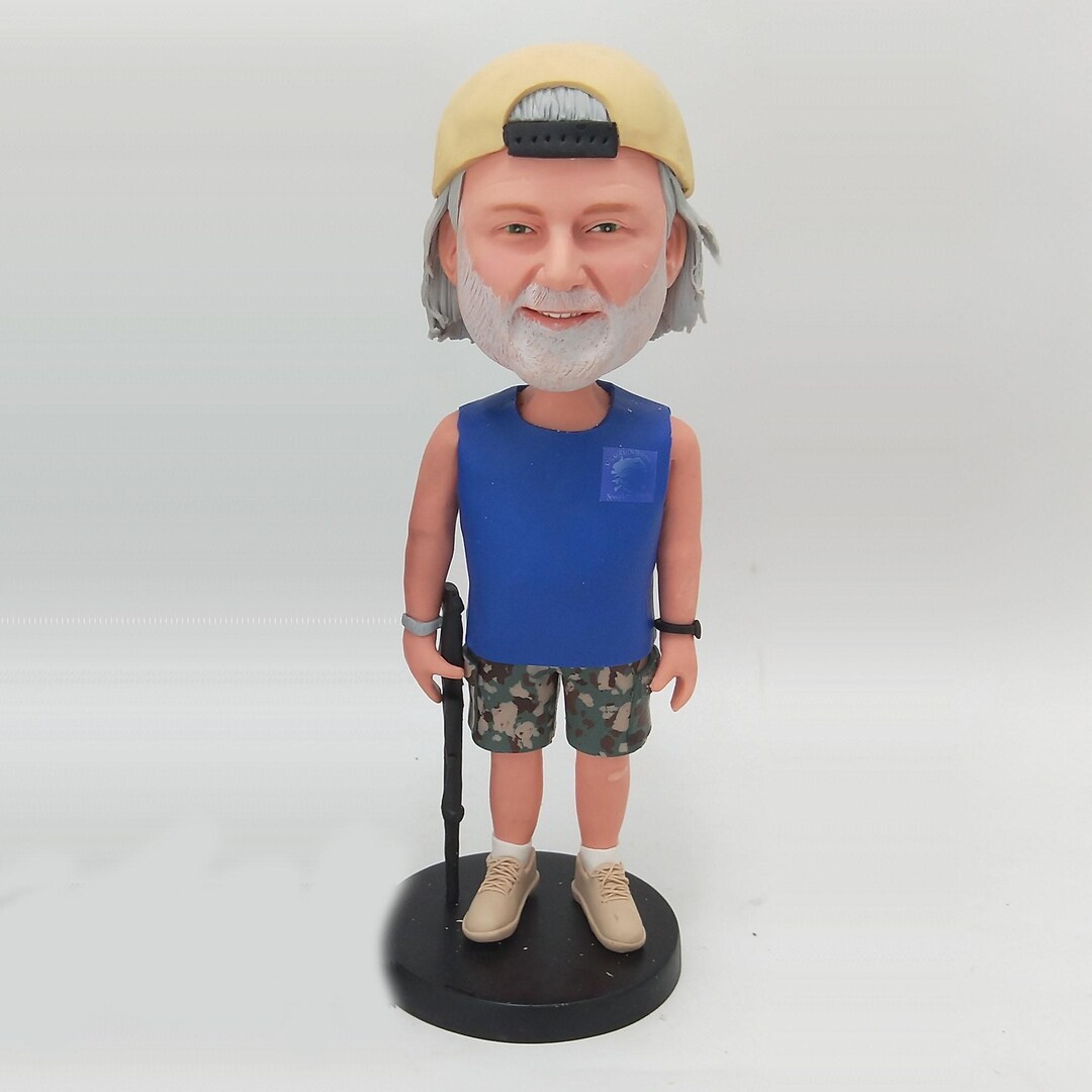 Custom Bobblehead of Fishing Man With Fishing Rod & Camo Shorts ...