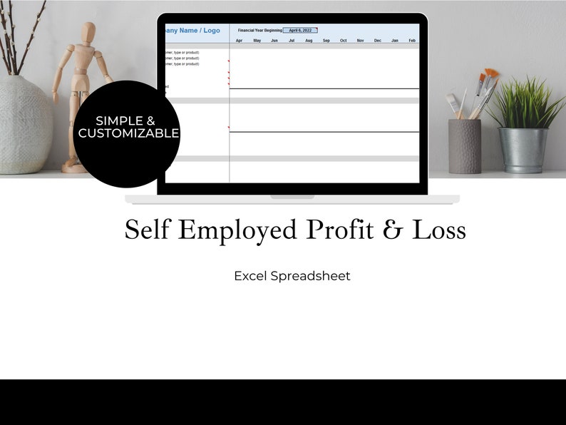 Simple & Customizable Self Employed Profit and Loss Excel Spreadsheet ...