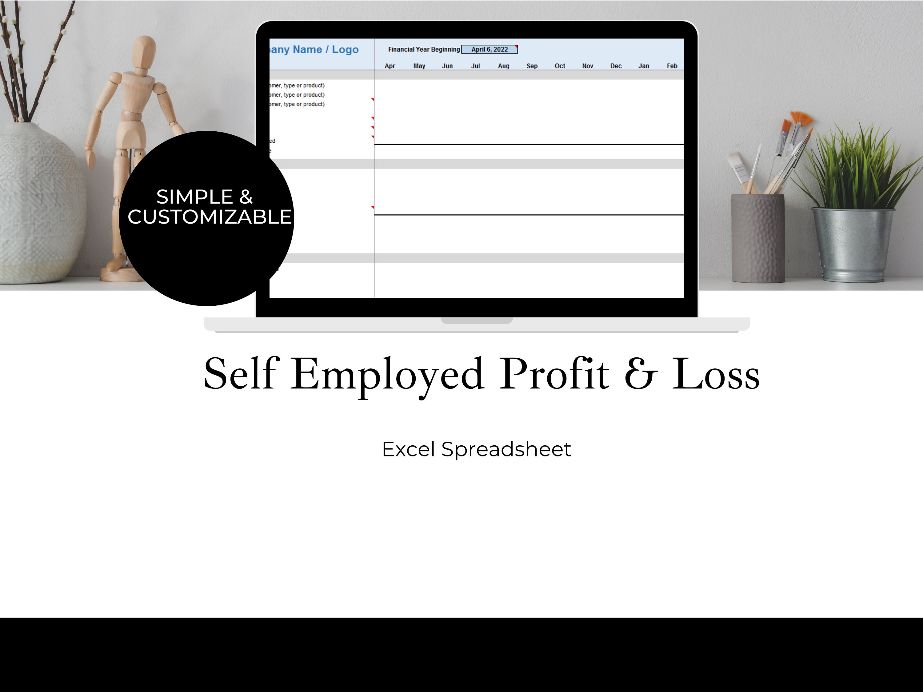 Simple & Customizable Self Employed Profit and Loss Excel Spreadsheet ...