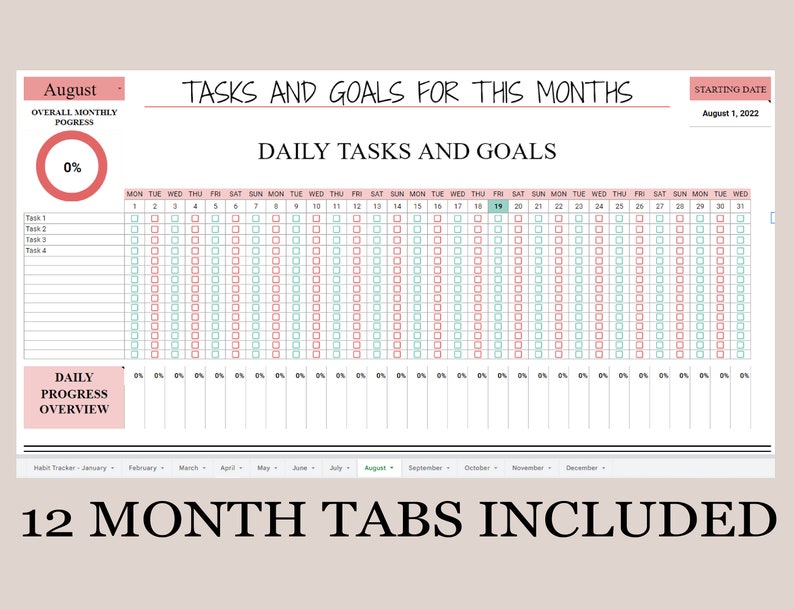 Habit Tracker Google Sheets Template Productivity Planer - Etsy Habit Tracker Google Sheets Template Productivity Planer - Etsy