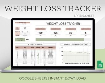 Weight Loss Tracker Spreadsheet Google Sheets Daily Weekly - Etsy