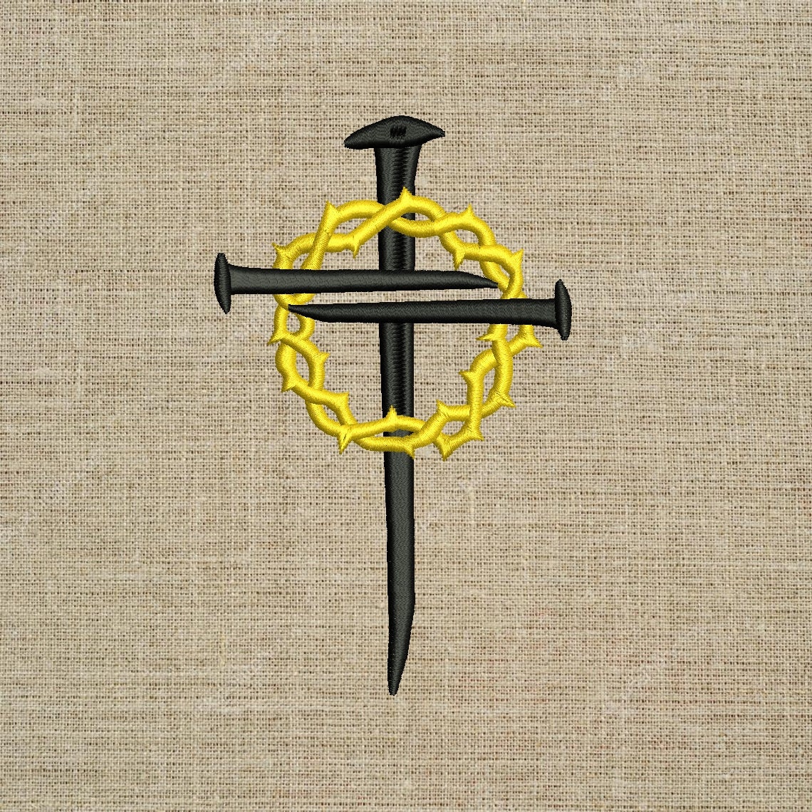 Cross With Crown of Thorns Embroidery Design Easter Machine - Etsy