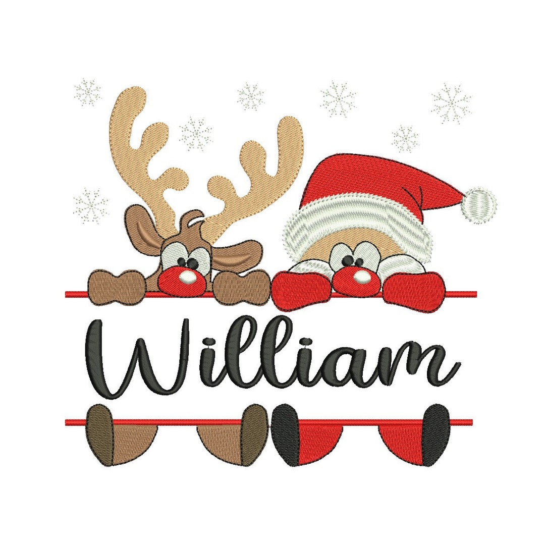 Santa and Deer Embroidery Design, Christmas Machine Embroidery File - Etsy