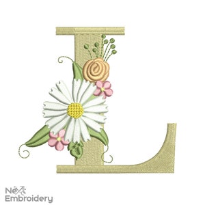 Floral Font Embroidery Design, Alphabet L Letter Embroidery Designs ...