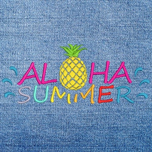 Aloha Summer Embroidery Design, Summer Time Embroidery Designs, Instant ...