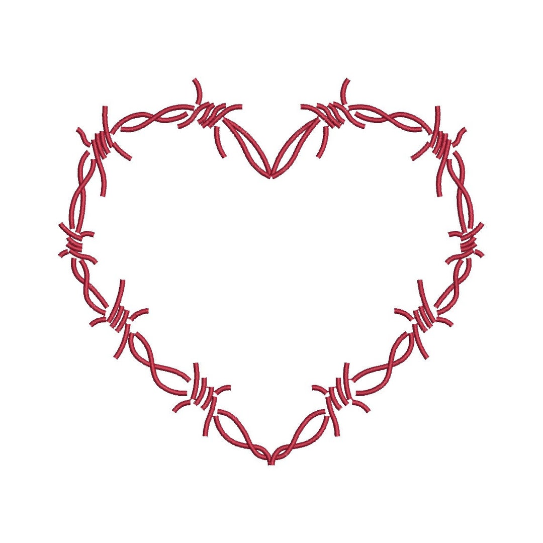 Barbed Wire Love Embroidery Design. Valentines Day Embroidery Design ...