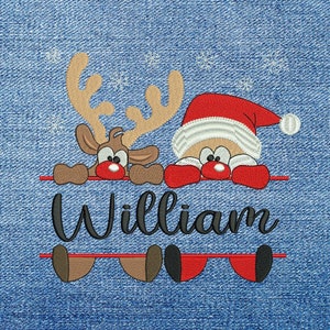 Santa and Deer Embroidery Design, Christmas Machine Embroidery File - Etsy