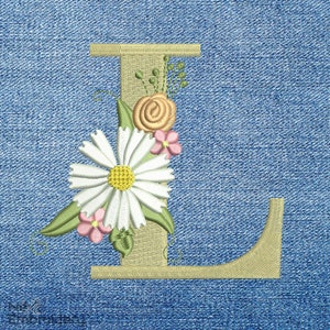 Floral Font Embroidery Design, Alphabet L Letter Embroidery Designs ...