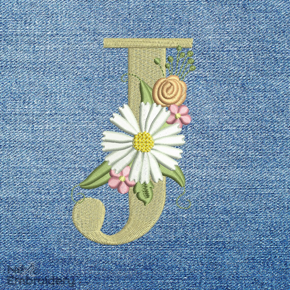 Floral Font Embroidery Design Alphabet J Letter Embroidery - Etsy