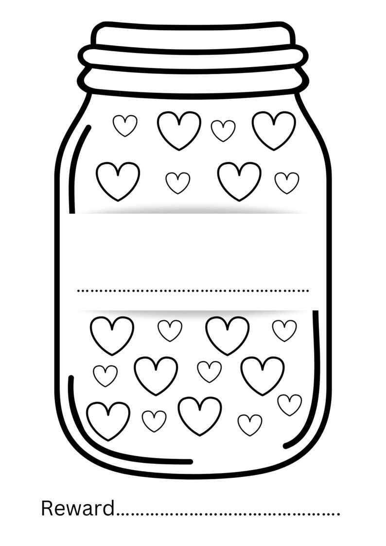 Heart Reward Jar Colour in Yourself Make Rewards Fun - Etsy
