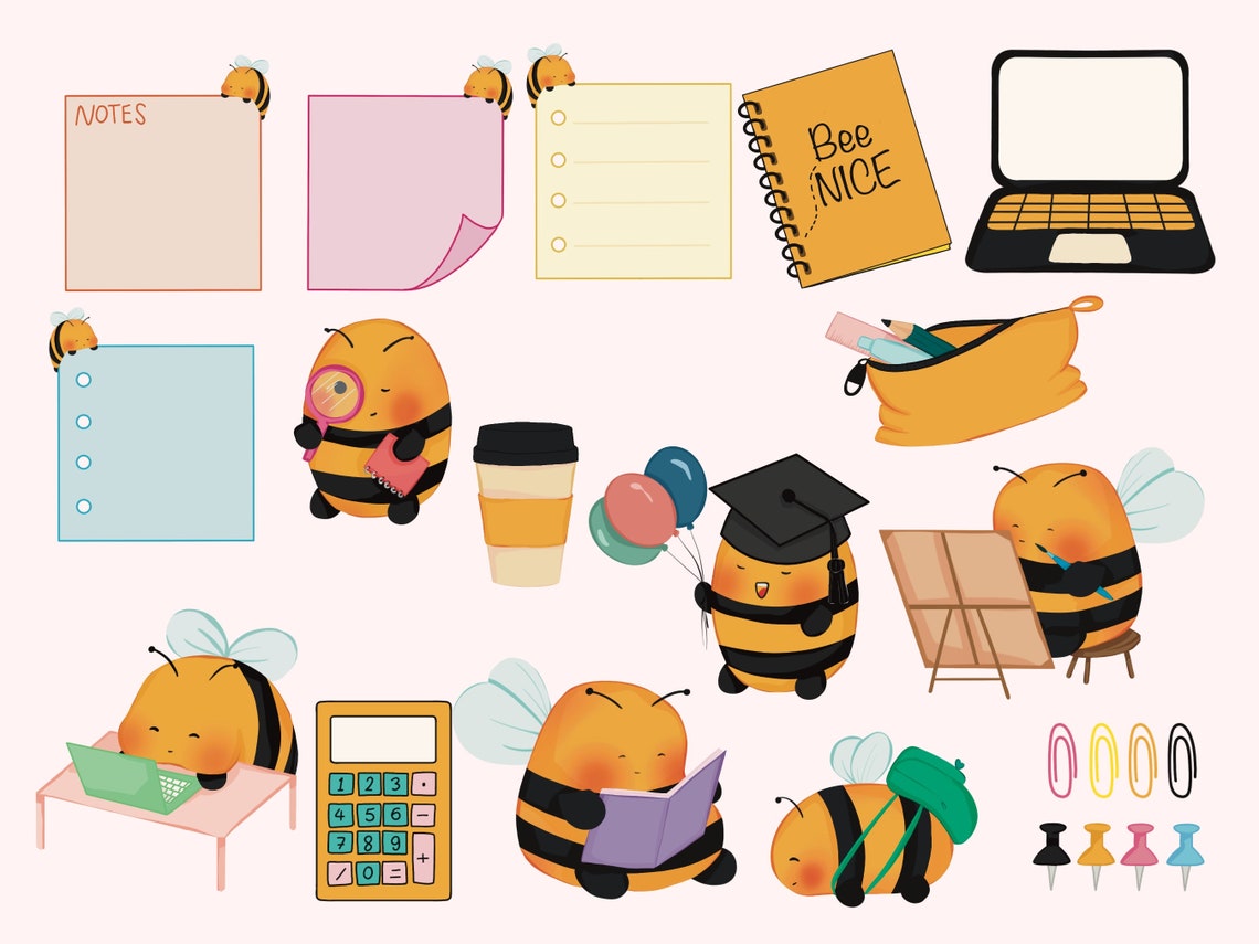 Student Clipart Digital Cute Bumblebee Clipart Back to School PNG ...