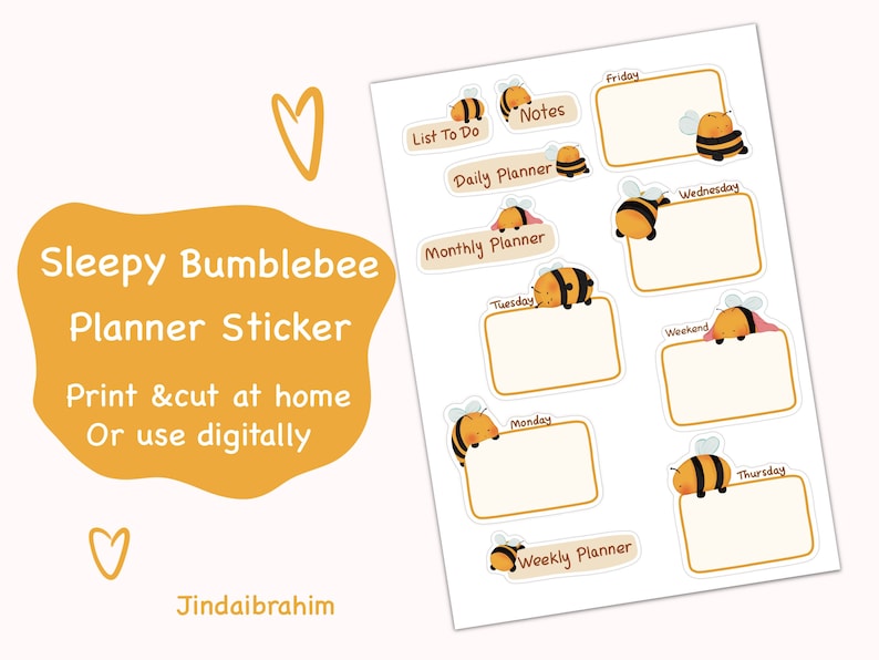 Bumblebee Printable Planner PNG Sticker Sheet - Etsy Australia
