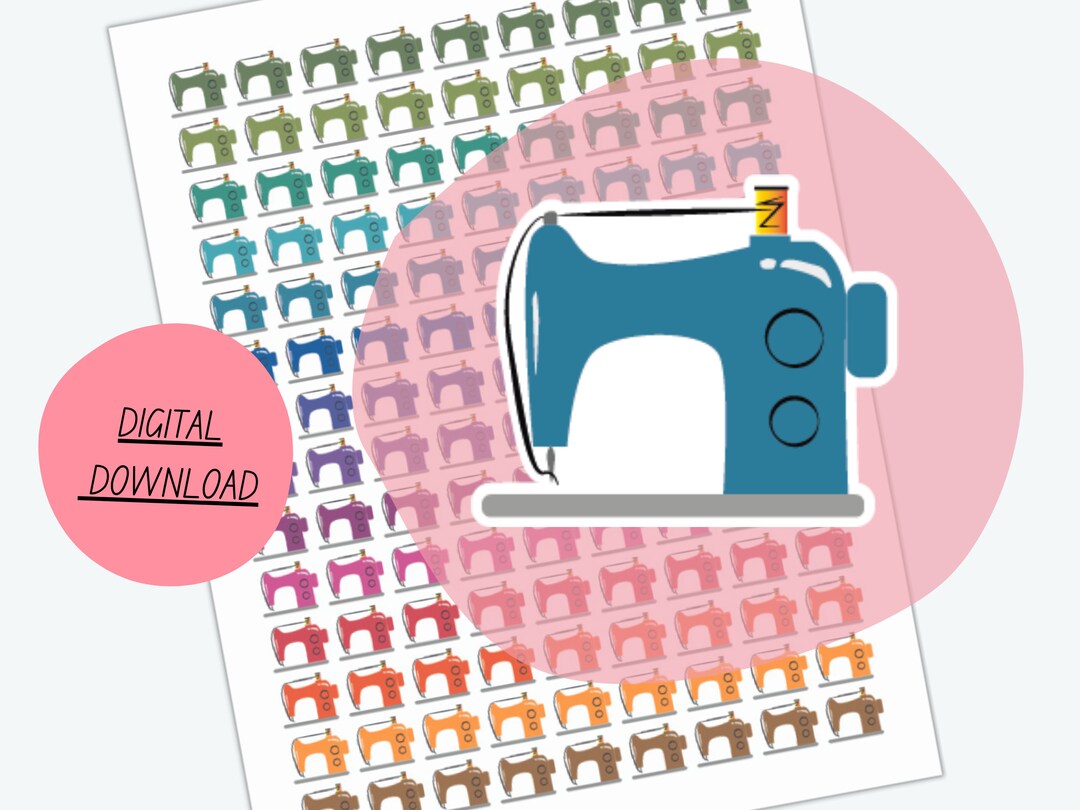 Printable Sewing Machine Stickers Planner Sewing Stickers Sheet PNG ...