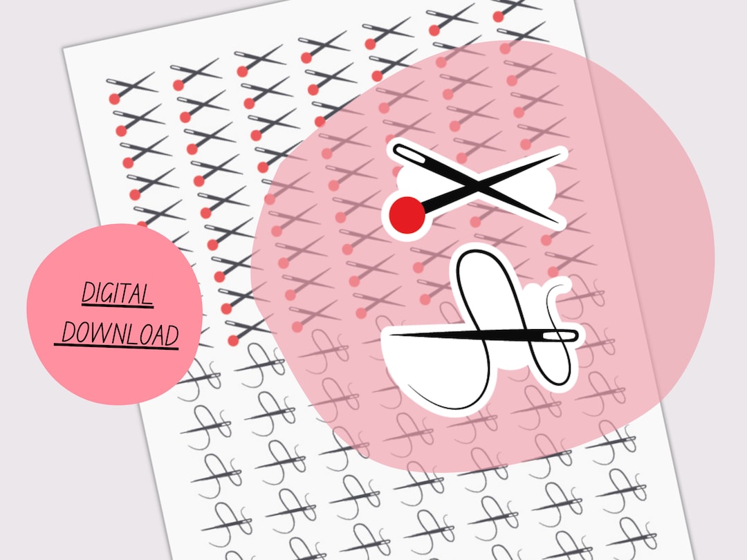 Printable Needles Stickers Planner Sewing Stickers Sheet PNG Printable ...