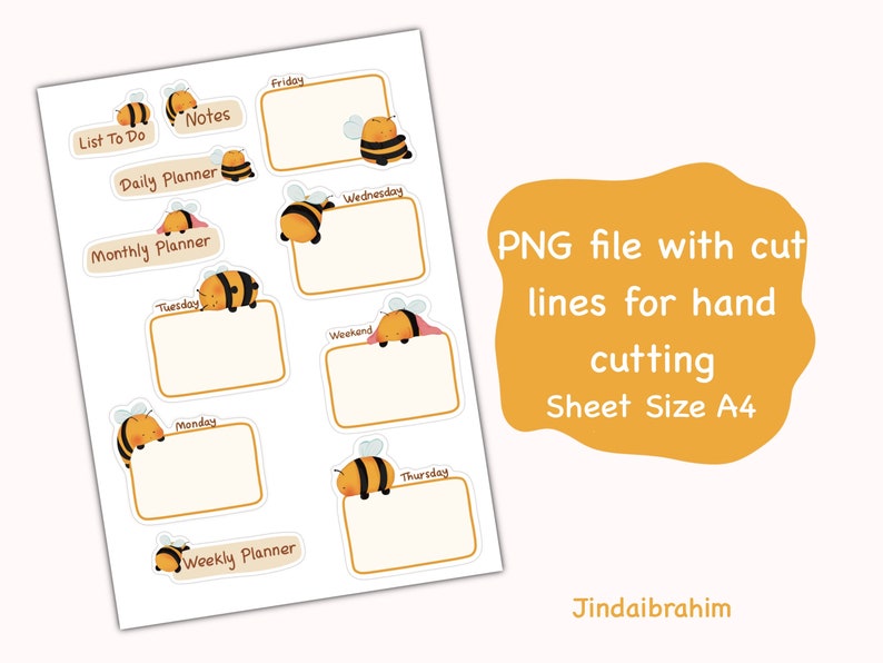 Bumblebee Printable Planner PNG Sticker Sheet - Etsy Australia