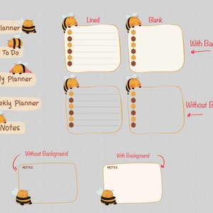 Digital Planner Widgets Cute Bumblebee Planner Clipart Printable Art ...