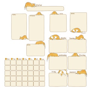 Digital Planner Widgets Cute Sleepy Funny Cat Planner Clipart Printable ...