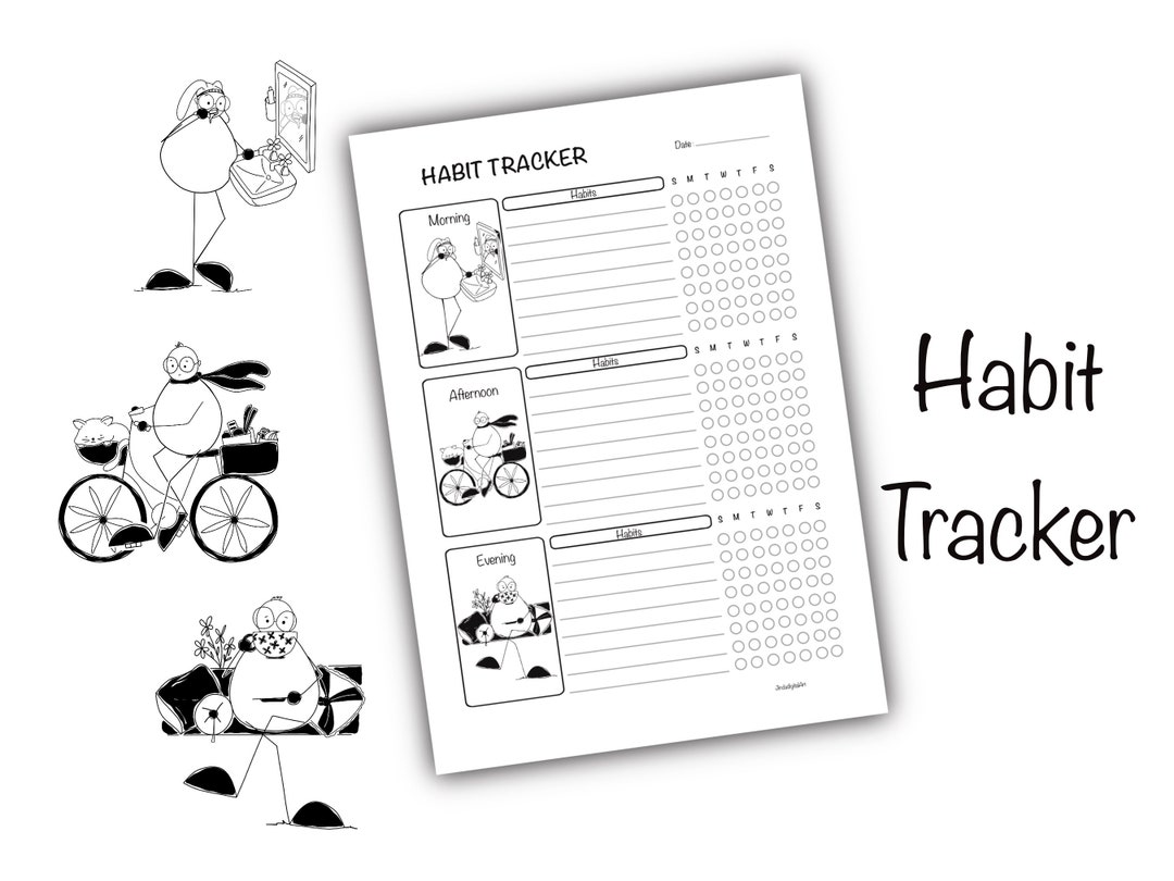 Habit Tracker, Routine Checklist, Habit Check List , Cute Doodle ...