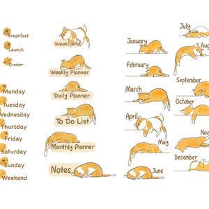 Digital Planner Widgets Cute Sleepy Funny Cat Planner Clipart Printable ...