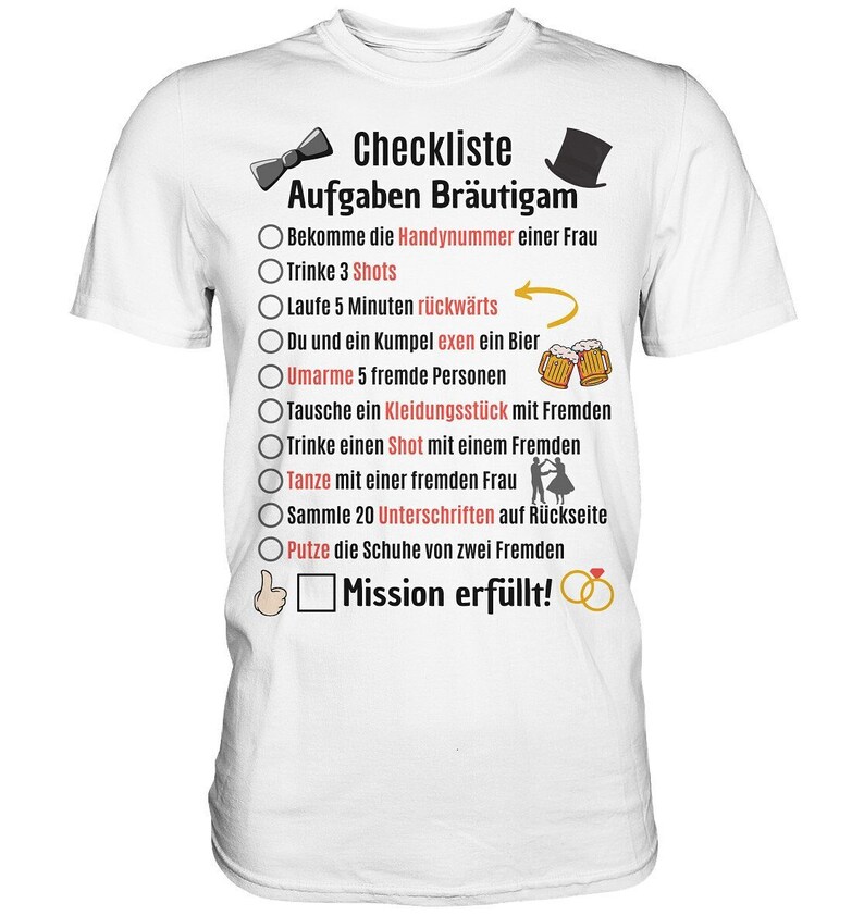 Checklist JGA Men Shirt Tasks Groom - Etsy