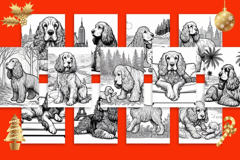 Cocker Spaniel Colouring Pages - Printable Dog Colouring Book, Instant ...