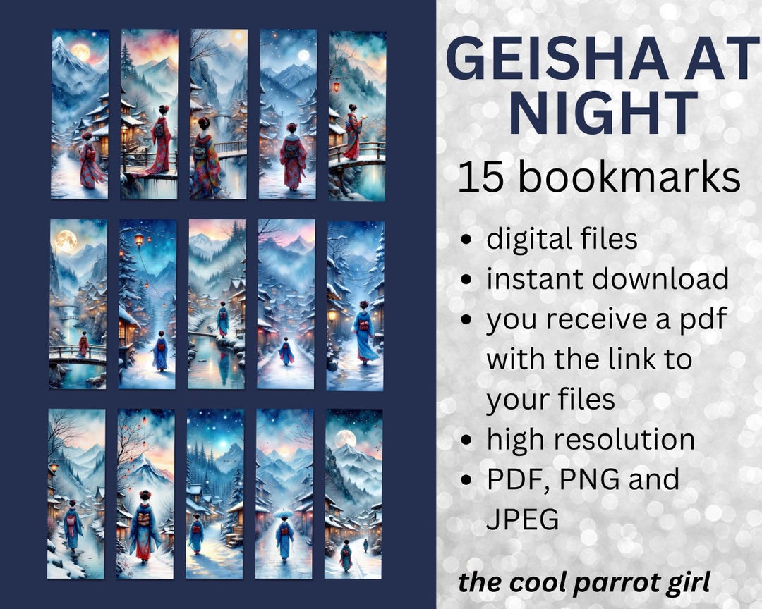 Japanese Geisha at Night Bookmarks: Perfect Christmas Gift Beautiful ...