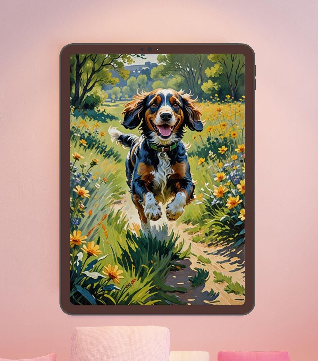 Cocker Spaniel Springer Spaniel Running on the Field, Cocker Spaniel ...