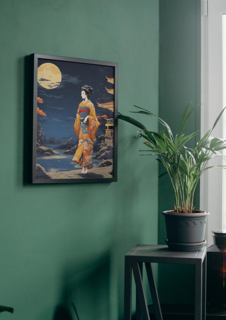 8 Vintage Printable Geisha Poster Bundle, Japanese Geisha at Night ...
