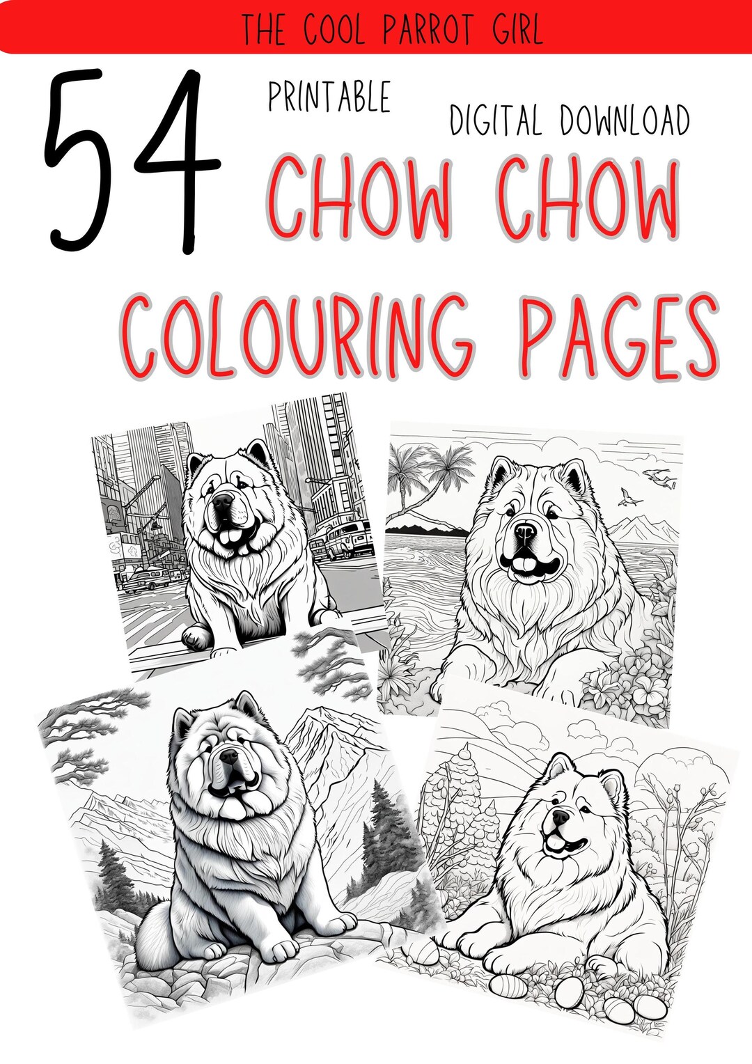 Printable Chow Chow Dogs Colouring 54 Pages, Chow Chow Illustration ...
