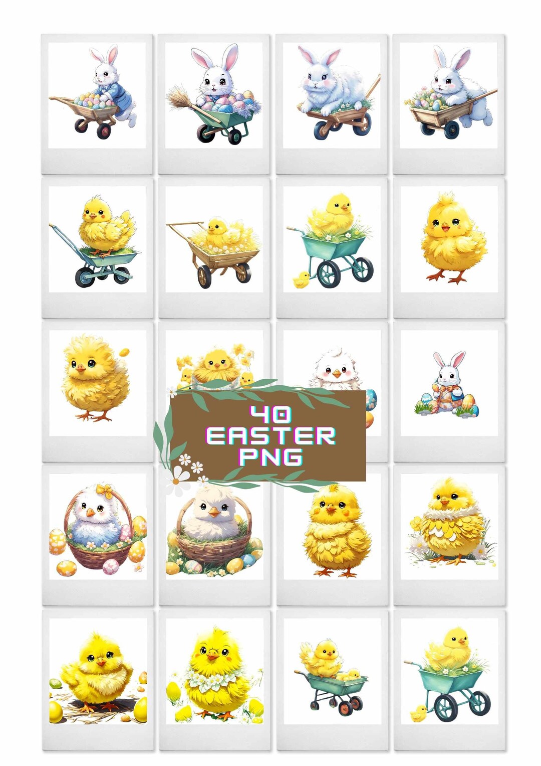 Printable Easter Clipart Bundle, for Print 40 Unique, Png Clipart With ...