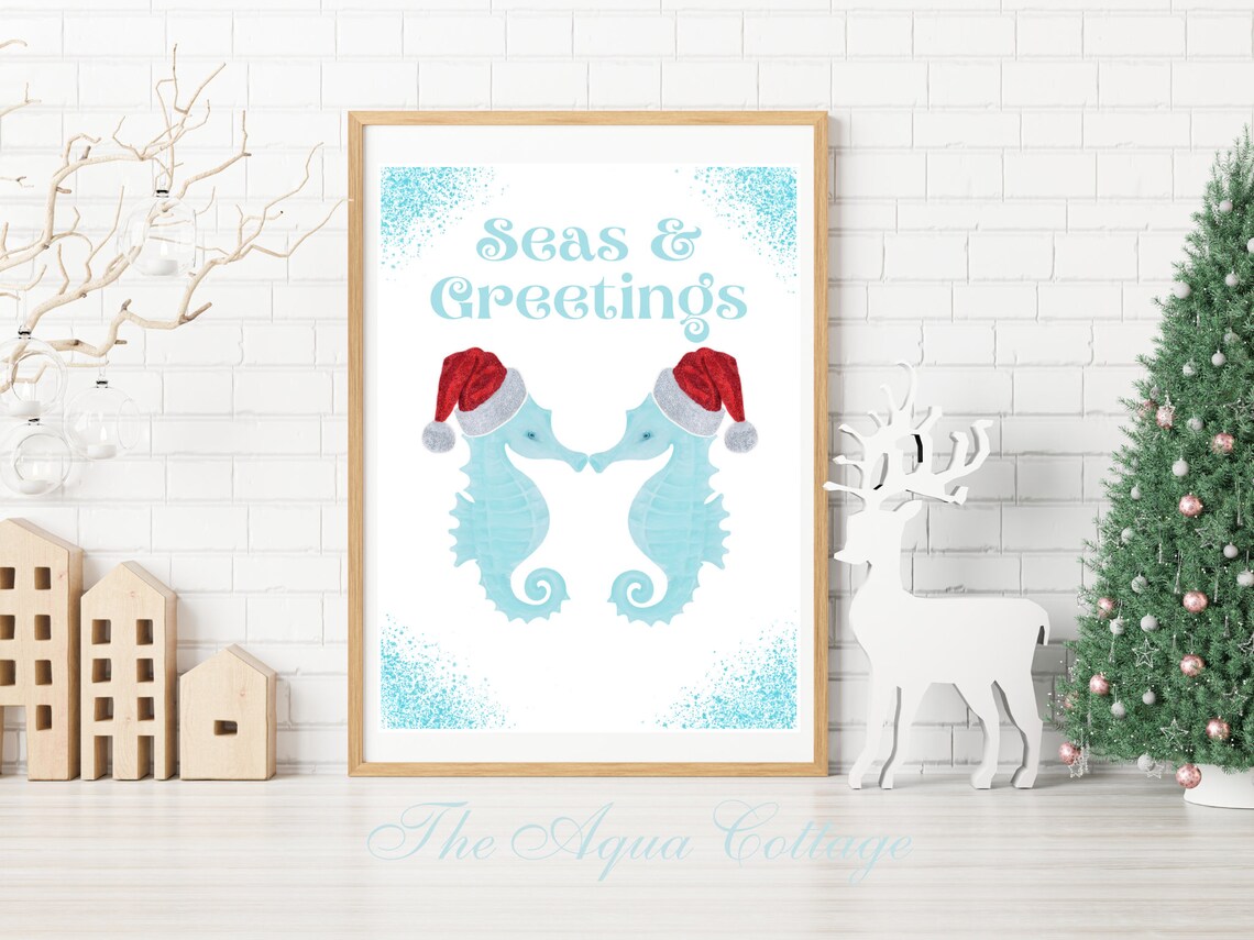 Seas & Greetings Seahorse Santa Christmas Nautical Festive Holiday ...