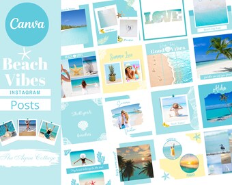 INSTAGRAM THEME: 30 Customizable Beach Happy Ocean/beach Instagram Post ...
