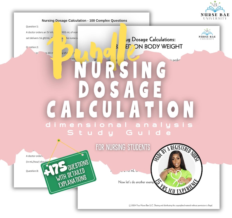 Nursing Dosage Calculation Study Guide: 175+ Practice Questions - Etsy