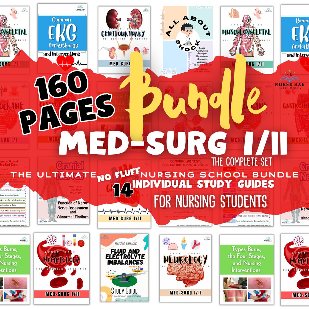 Med Surg Nursing School Study Guide Bundle - Etsy