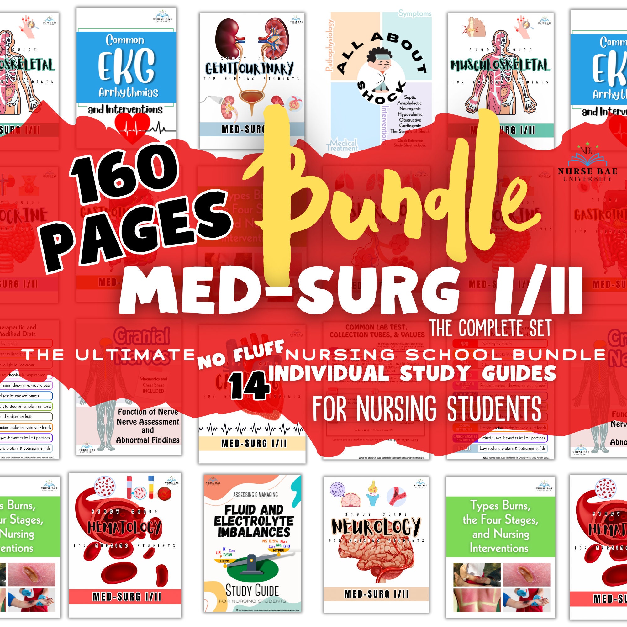 Med Surg Nursing School Study Guide Bundle - Etsy
