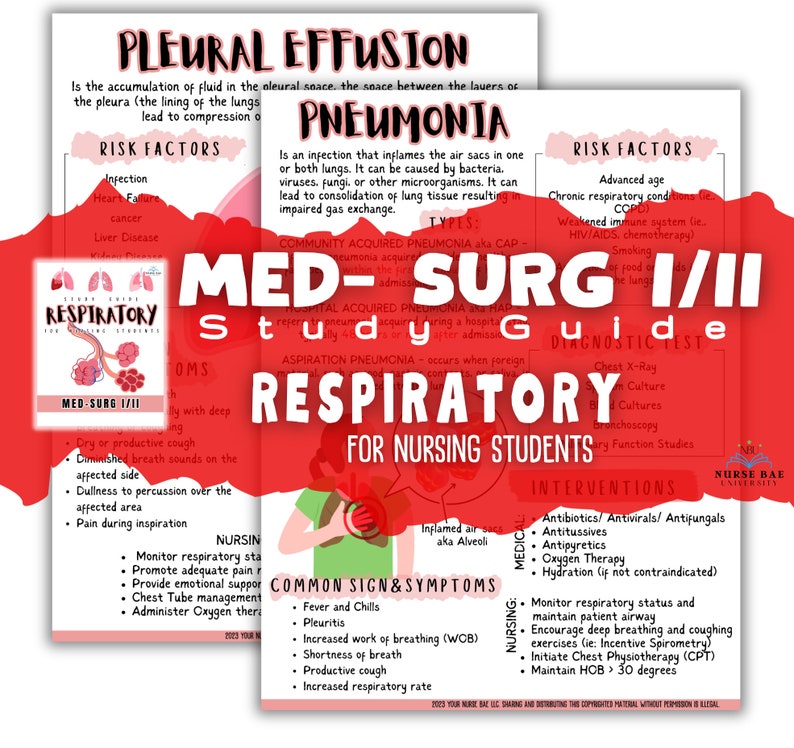 Respiratory Study Guide: Med Surg Nursing Notes - Etsy