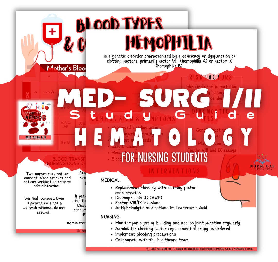 Hematology Med-surg Nursing Study Guide: Anemia, Hemophilia (study ...