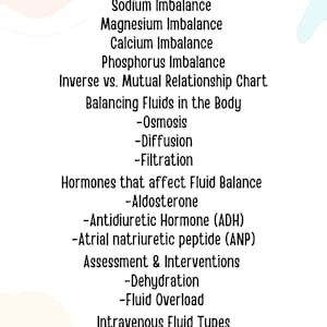 Fluid & Electrolyte Imbalance Nursing Study Guide (PDF) - Etsy