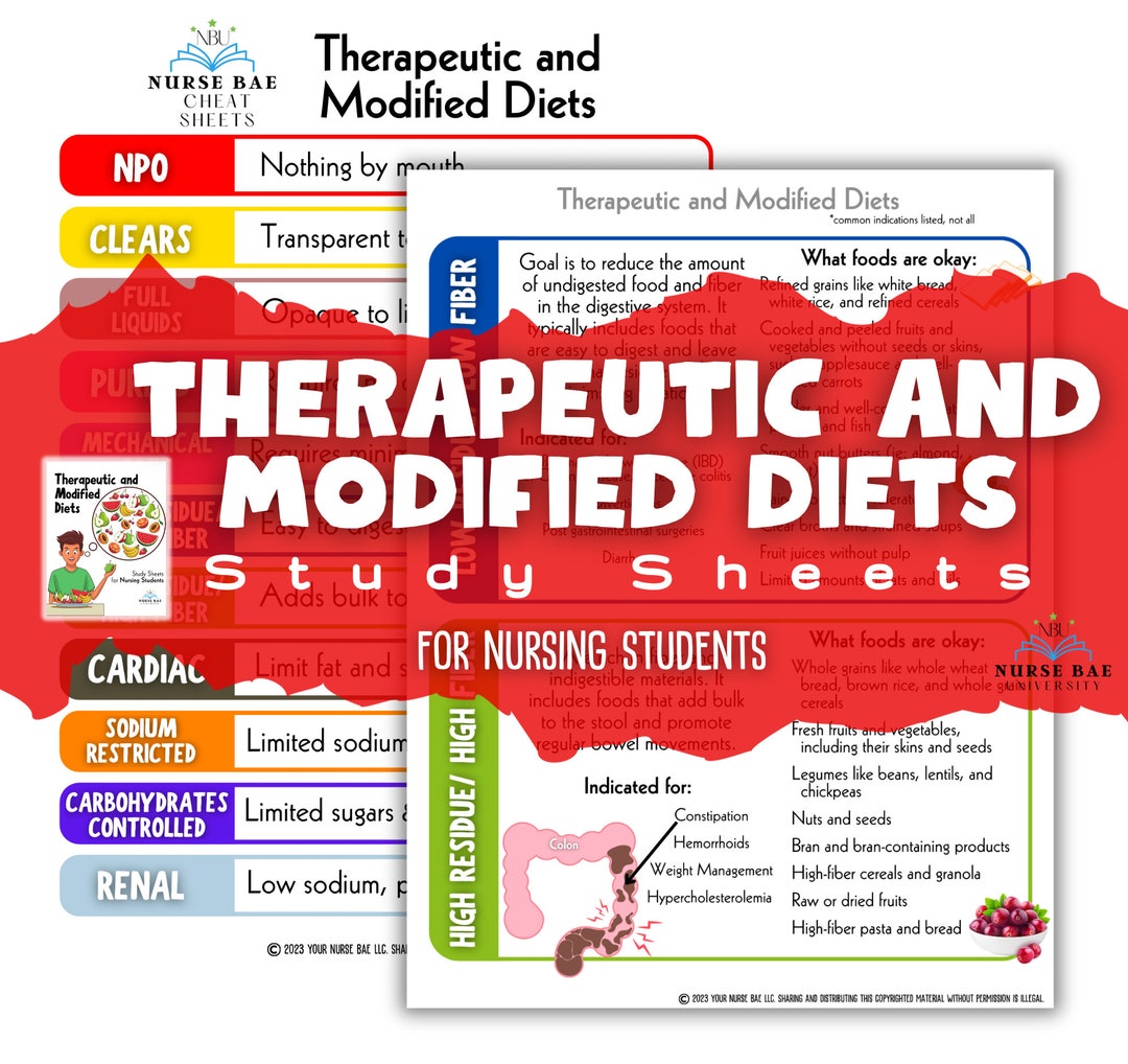Therapeutic and Modified Diets Nursing Notes and Study Sheets - Etsy