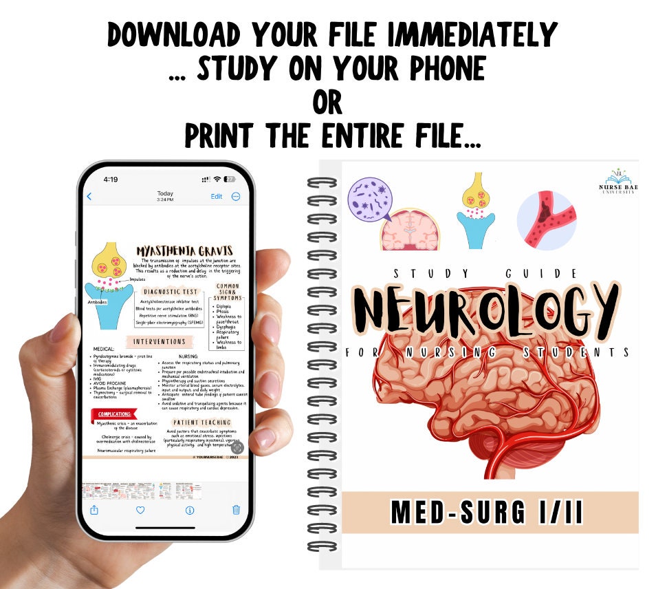 Neuro Study Guide, Nursing Med Surg I/II Neuro Bundle for Nursing ...