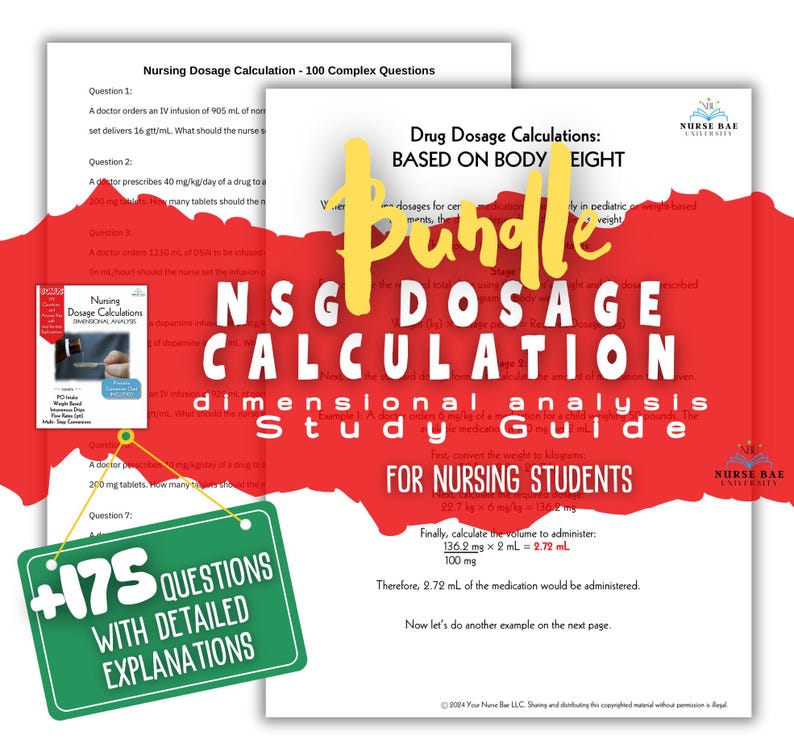Nursing Dosage Calculation Study Guide: 175+ Practice Questions - Etsy