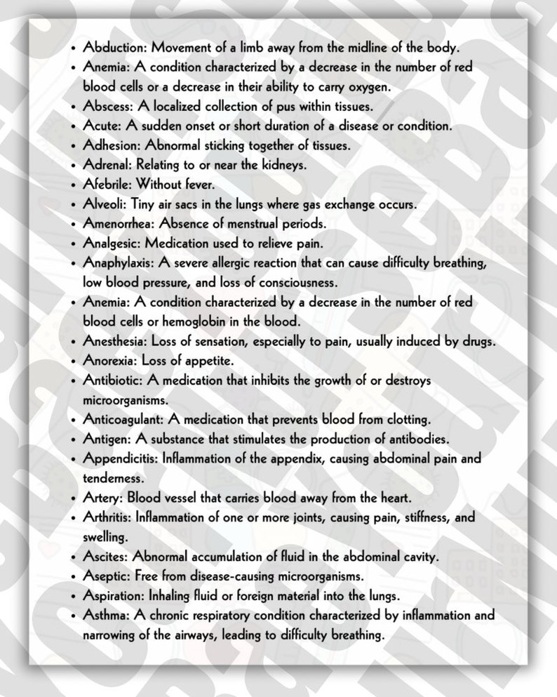 Medical Terminology Study Guide: Nursing Student Notes (digital ...