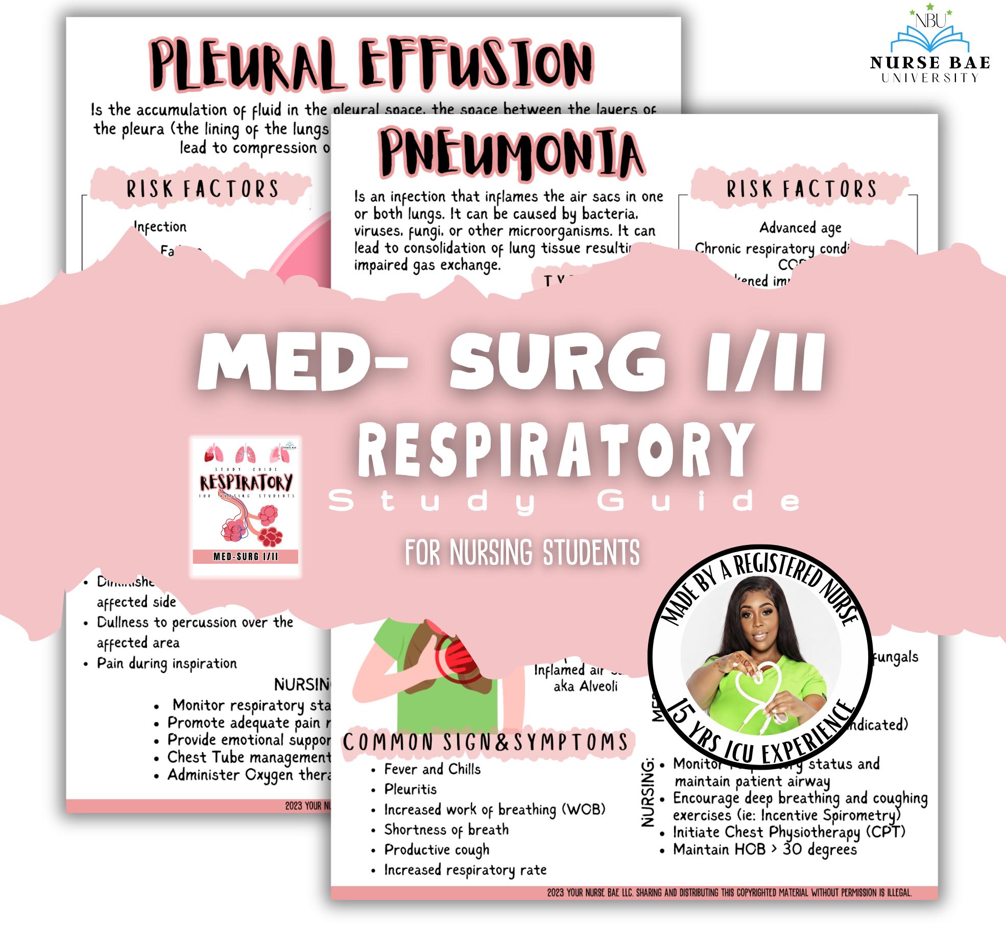 Respiratory Study Guide: Med Surg Nursing Notes - Etsy