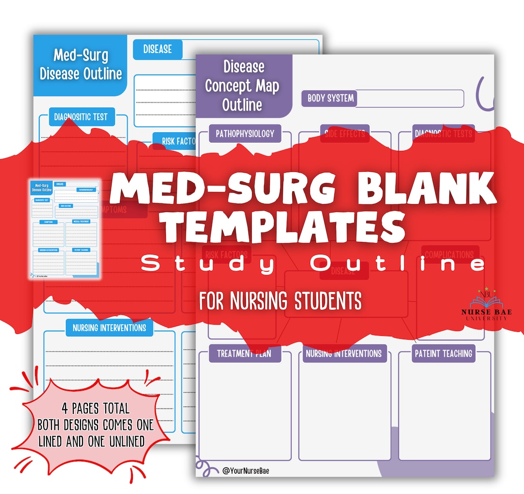 Med-surg Nursing Study Templates: Concept Map & Notes (4 Pages) - Etsy