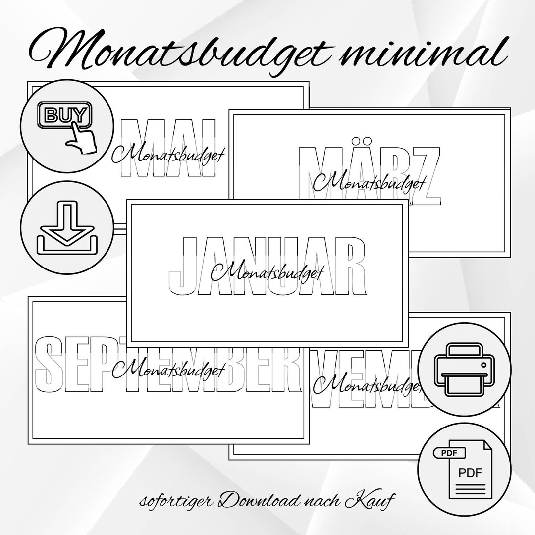 Monthly Budget | Cover Sheets | With Tracker | Minimal Design | Planner ...
