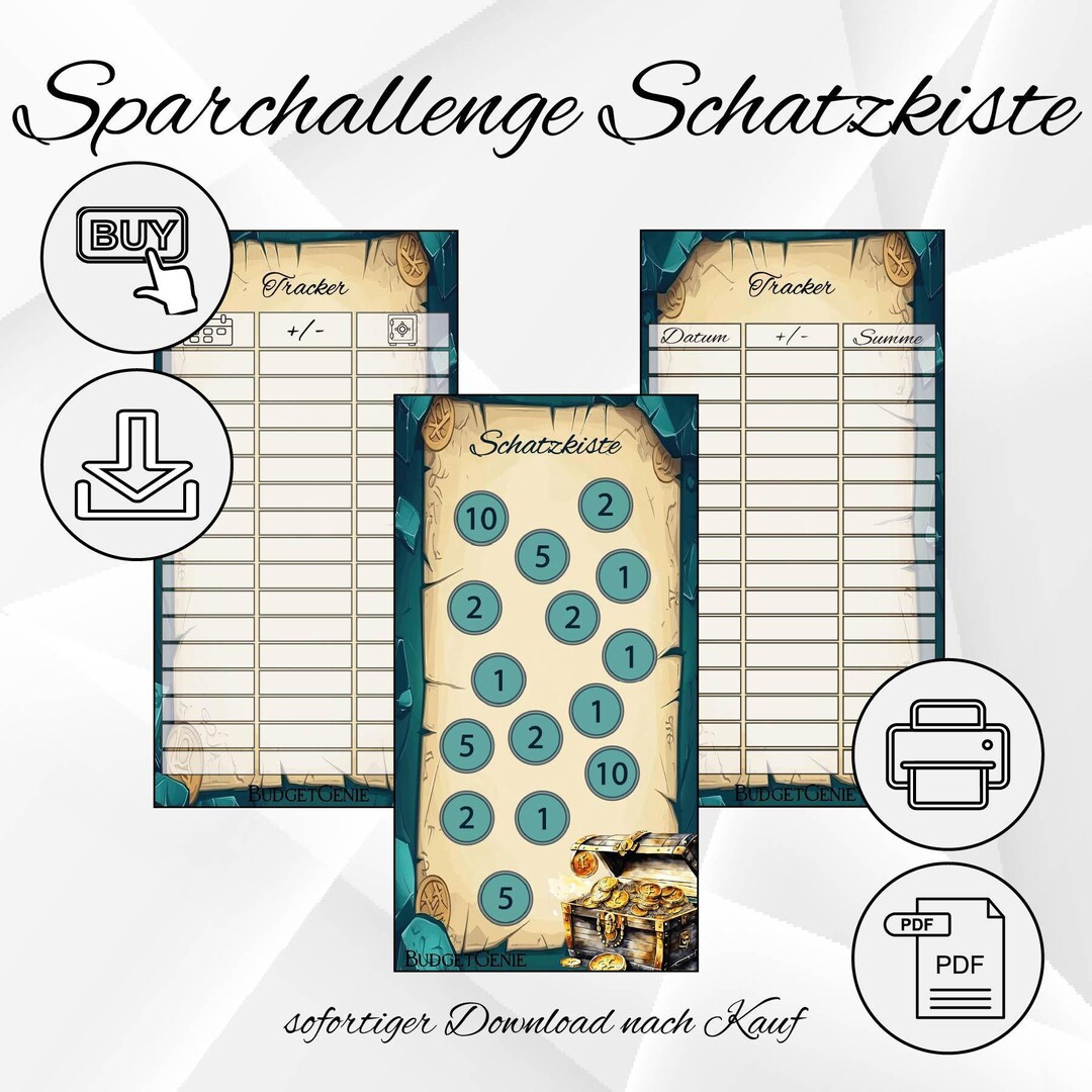 Treasure Chest | 50 Euro | Challenge | Budget | Planner | Cover Method ...