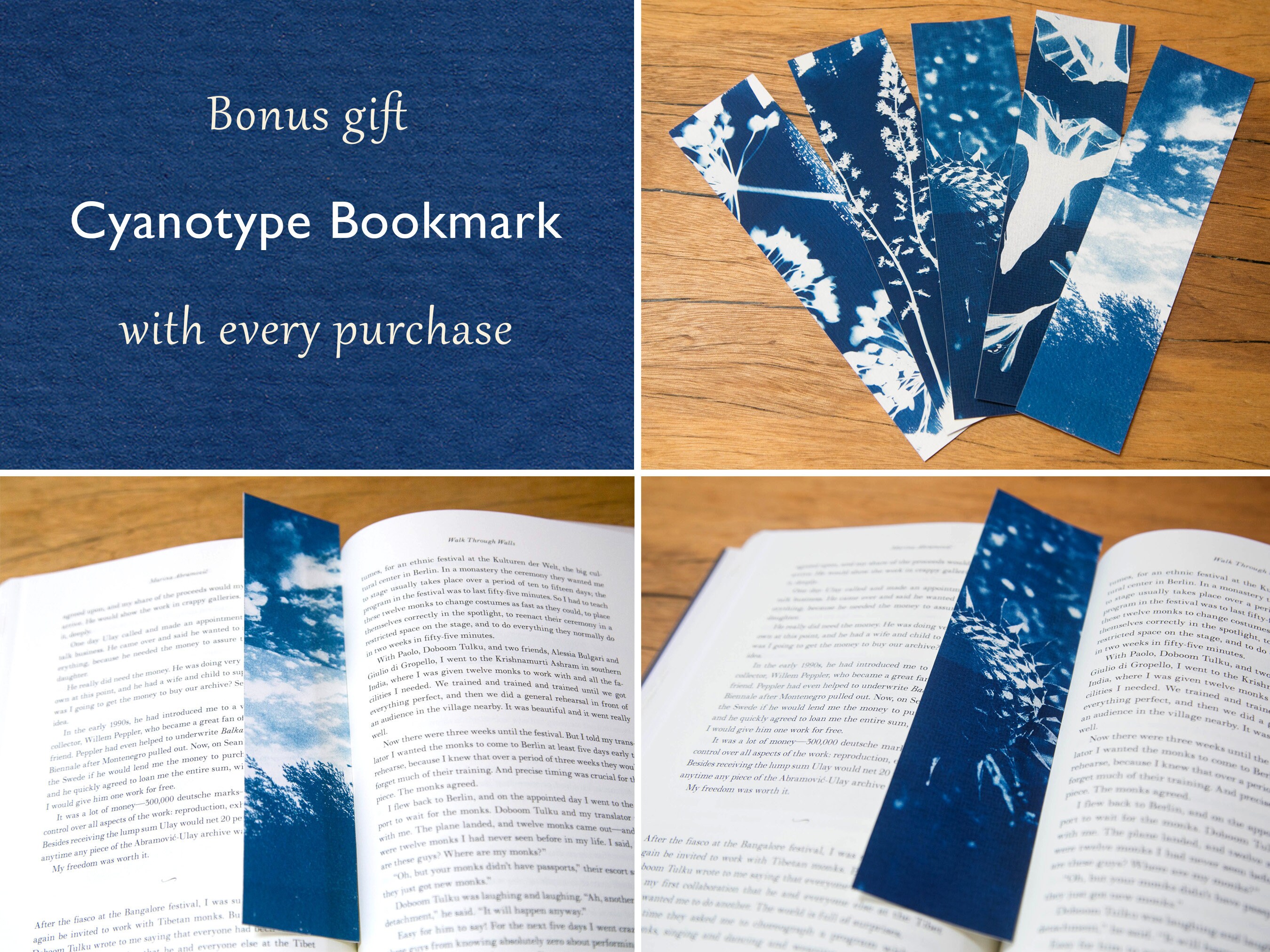 Handmade Cyanotype Print of 3 Trees, Relaxing Forest Wall Art, Living ...